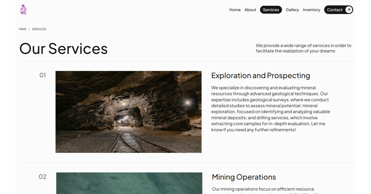 Services | Royal Mining and Resource Development Company Limited